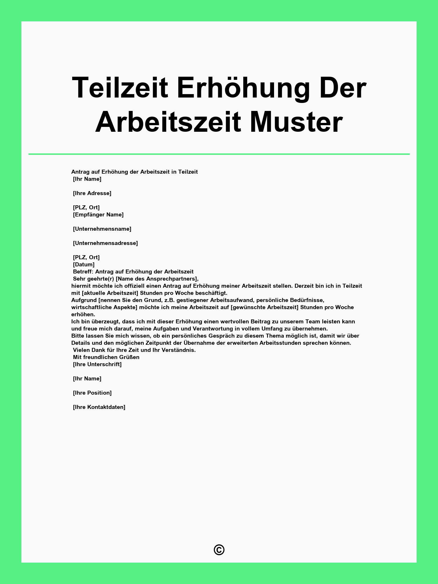 Teilzeit Erhöhung Der Arbeitszeit Muster